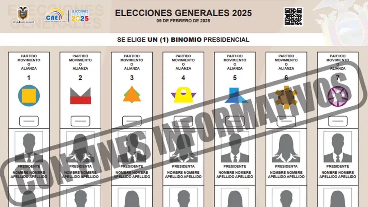Así serán las papeletas para las elecciones generales de 2025 en Ecuador