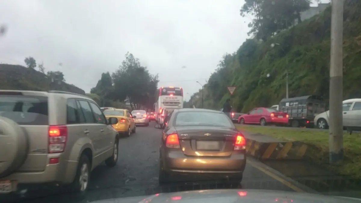 Cierre vial y congestión en la av. Simón Bolívar por la caída de un árbol